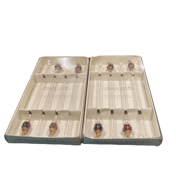 Pier 1 | Dining | Glass Crown Swizzle Sticks Set Of 8 Barware Regal ...